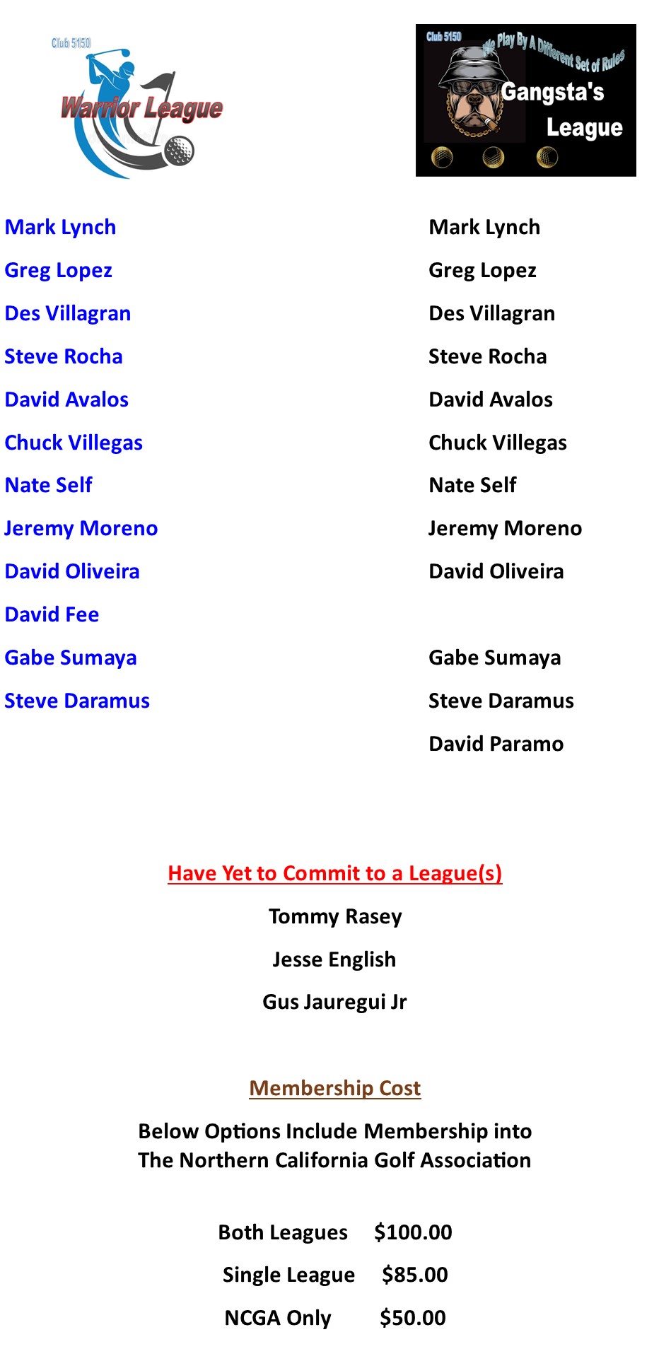 The Roster – Club 5150 Golf